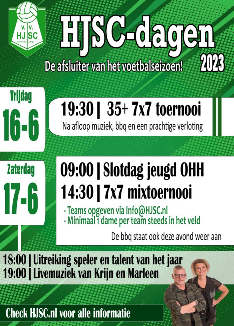 Dit is het programma voor de HJSC-dagen • Voetbalvereniging HJSC